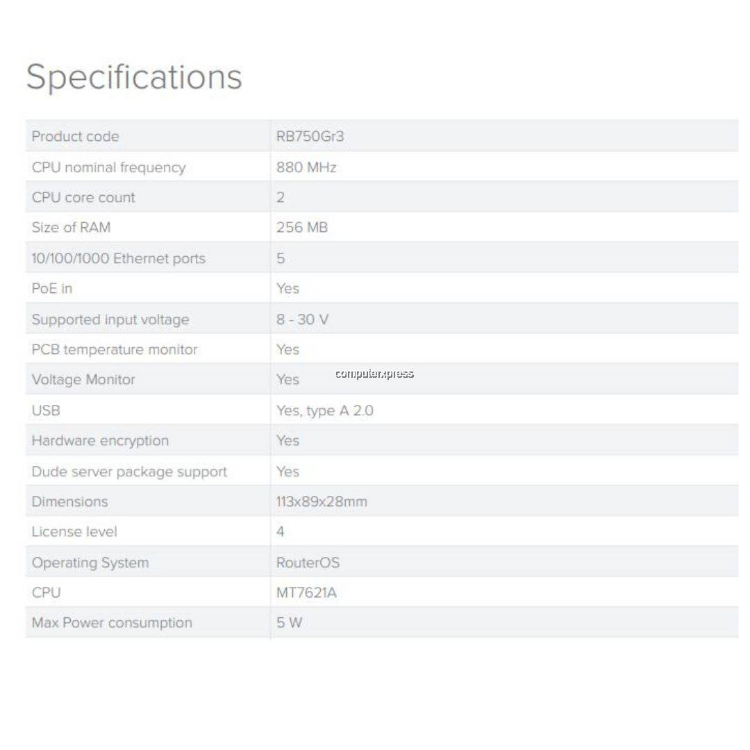 MIKROTIK RouterBOARD RB750Gr3 hEX